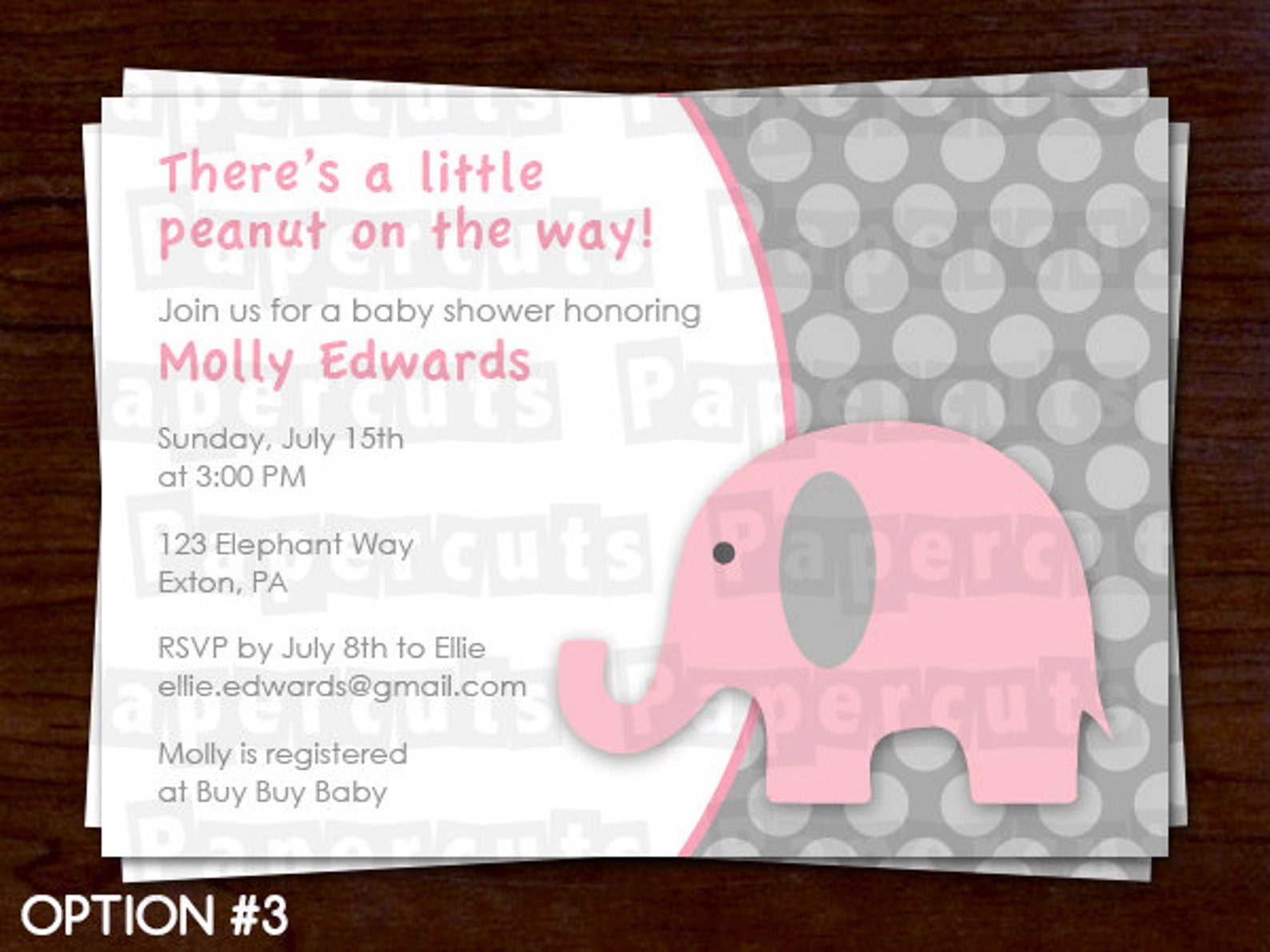 Elephant Theme Baby Shower Party Invitation Pink & Grey - Etsy