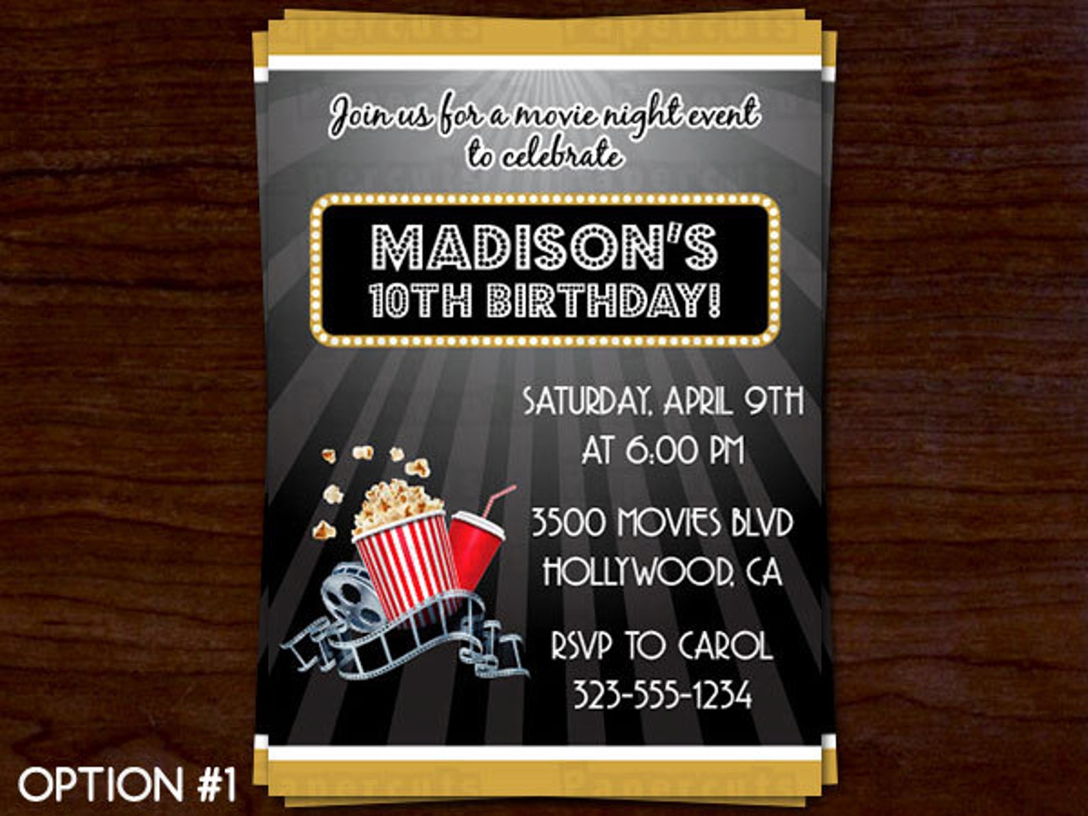 Printable DIY Hollywood Movie Night Theme Personalized Happy - Etsy