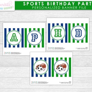 All Star Sports Theme Happy Birthday Party Banner | Green & Blue ...