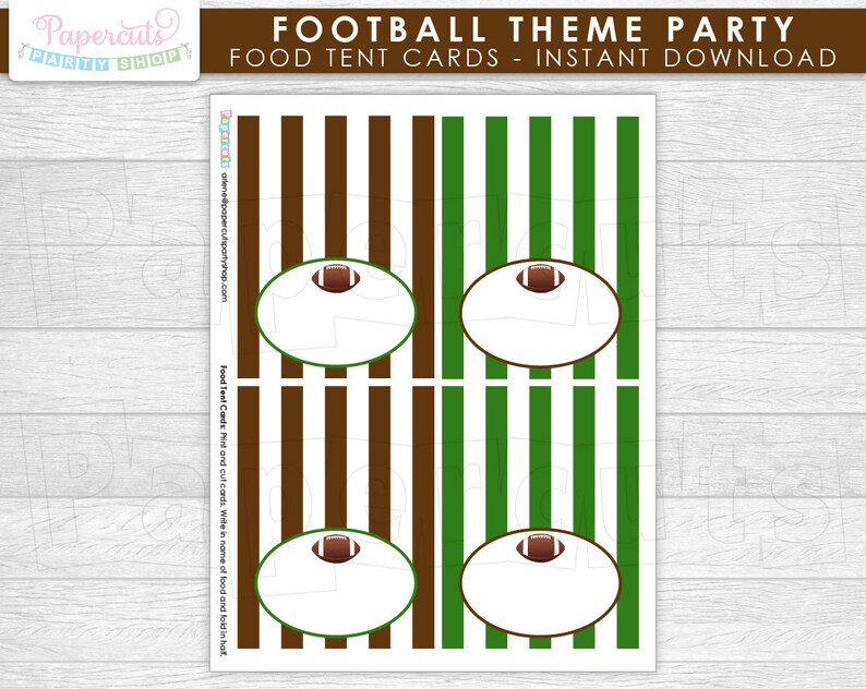 Football Theme Party Blank Food Tent Cards Green & Brown - Etsy