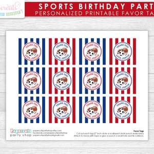 All Star Sports Theme Birthday Party Favor Tags | Red & Blue ...