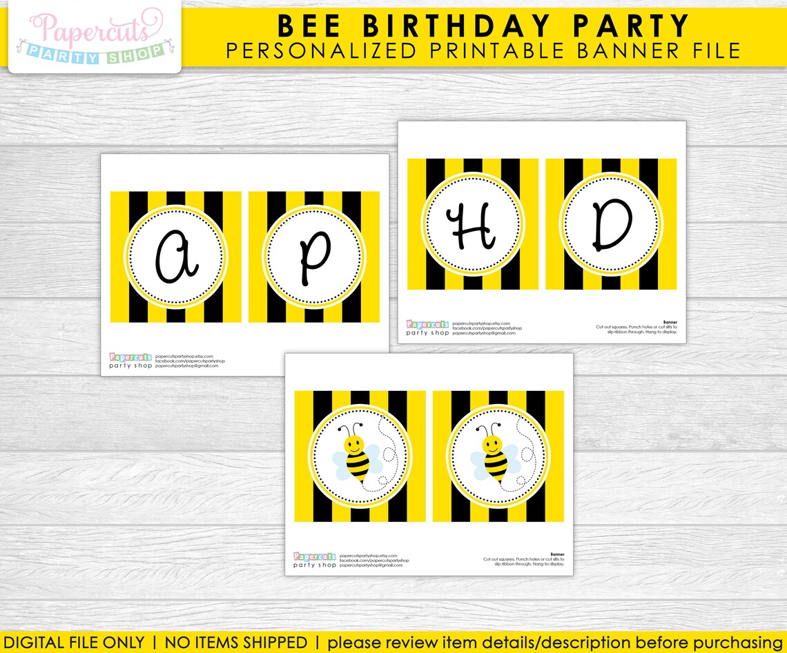 Busy Honey Bumble Bee Theme Happy Birthday Party Banner - Etsy