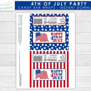 4th of July Theme Chocolate Bar Wrapper Printable DIY Digital File ...