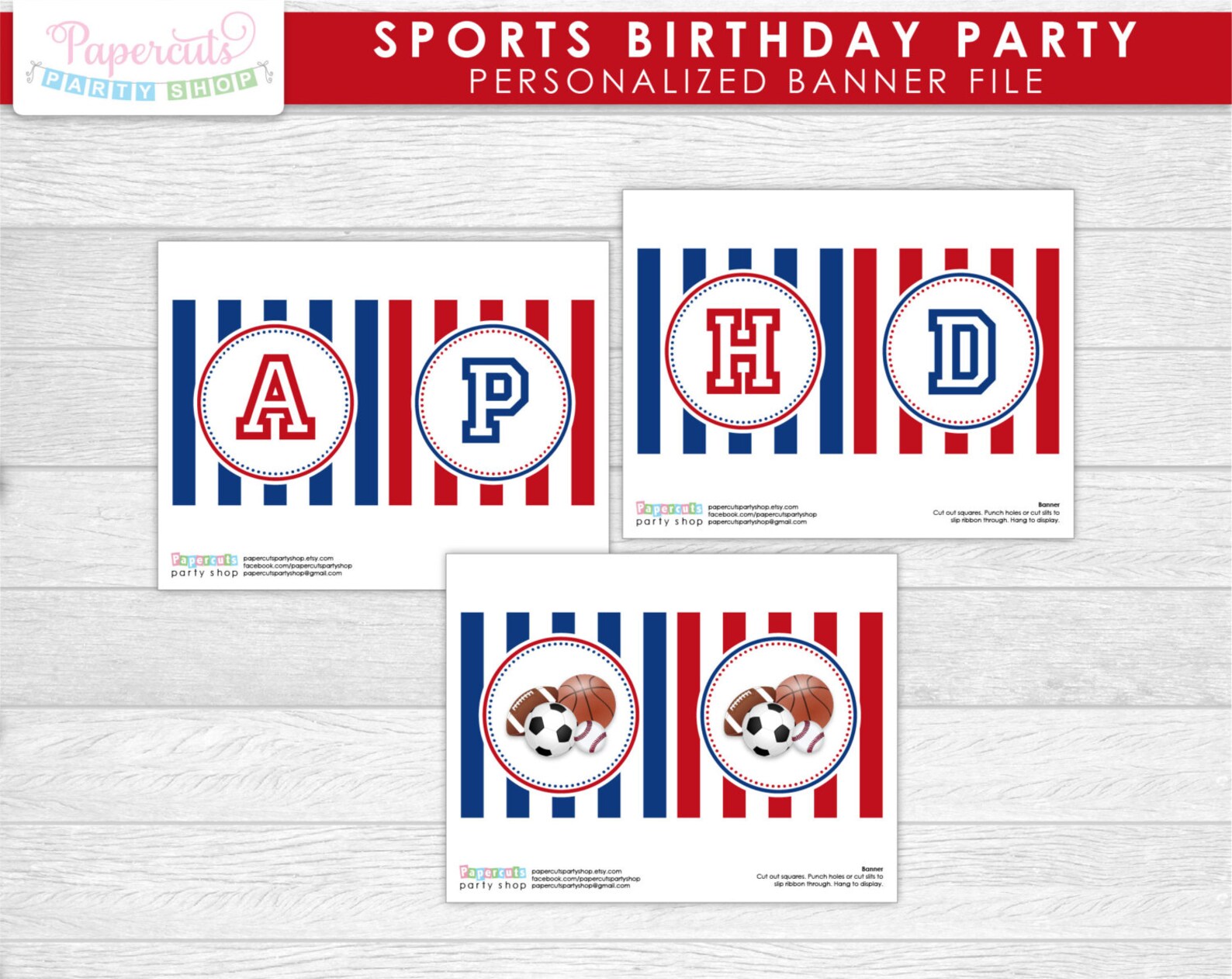 All Star Sports Theme Happy Birthday Party Banner Red & Blue | Etsy