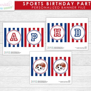 All Star Sports Theme Happy Birthday Party Banner | Red & Blue ...