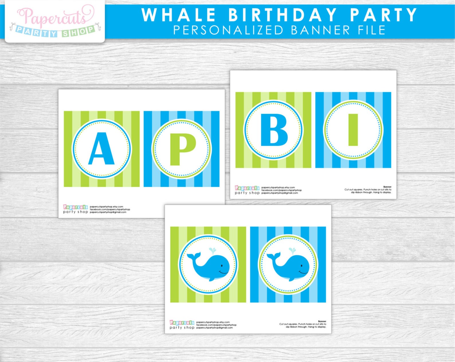 Whale Theme Birthday Party Banner Blue & Green - Etsy