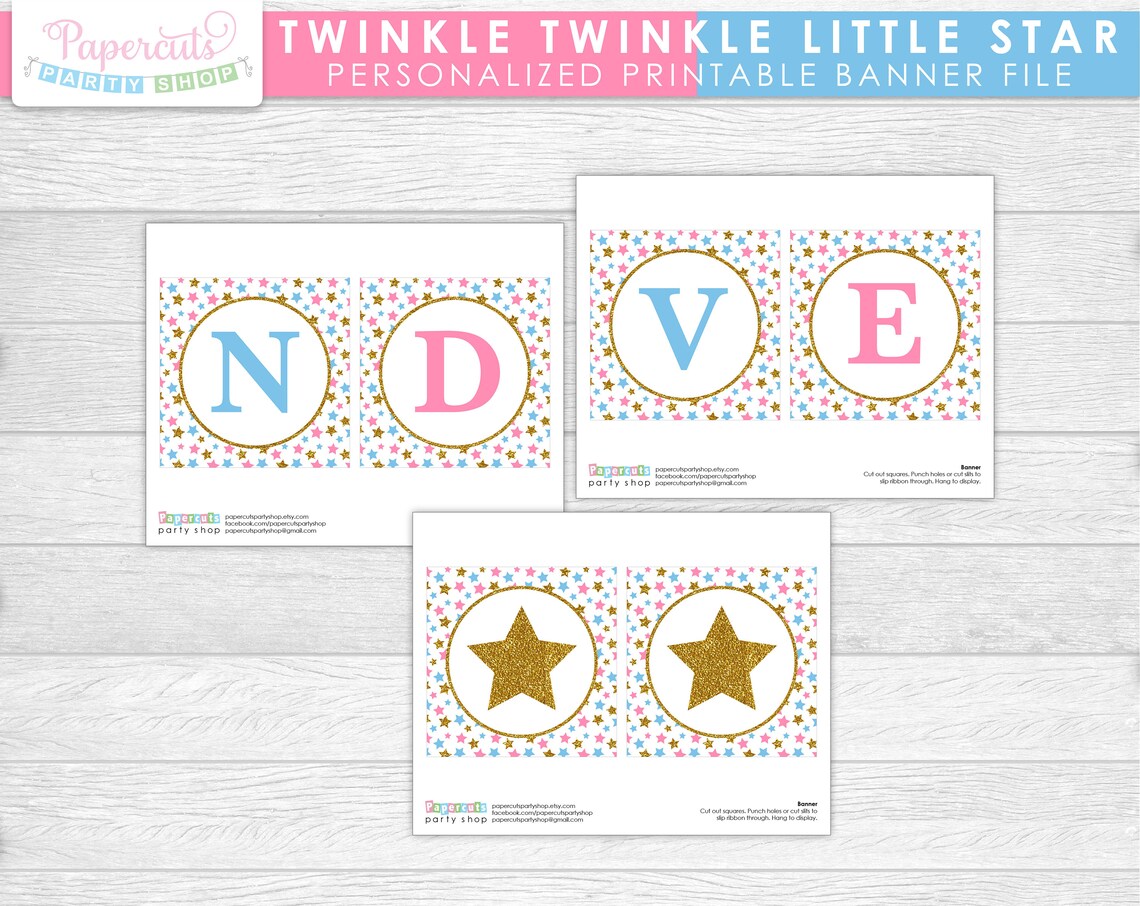 Twinkle Twinkle Little Star Theme Party Banner Pink Blue - Etsy