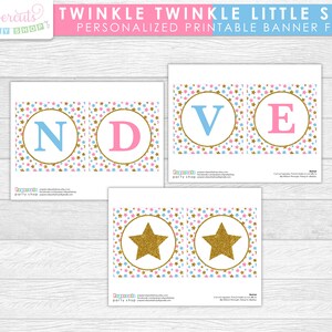 Twinkle Twinkle Little Star Theme Party Banner Pink Blue Gold Baby ...