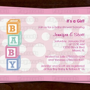 Printable DIY Baby Blocks Theme Polka Dot Girl Pink Personalized Baby ...