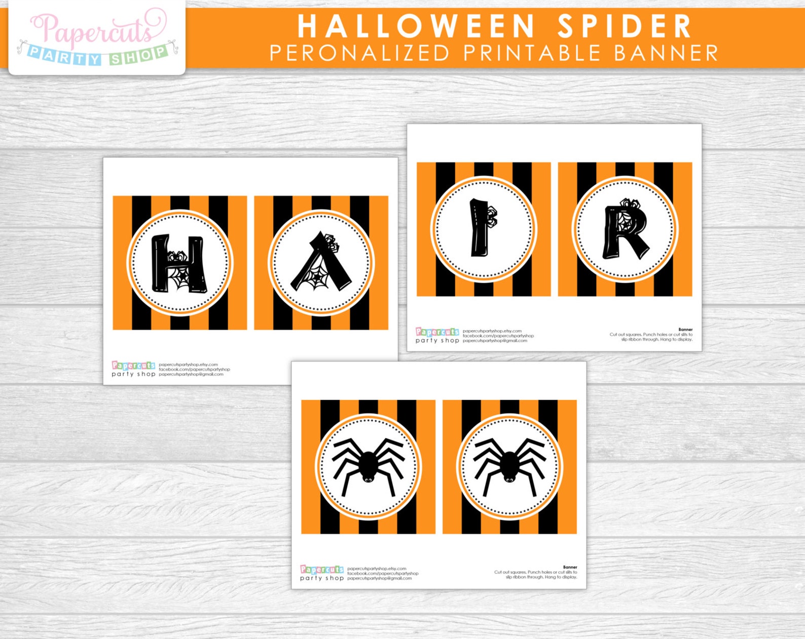 Halloween Spider Theme Happy Birthday Party Banner Orange & - Etsy