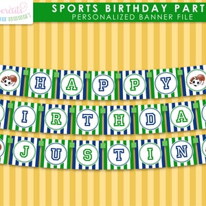 All Star Sports Theme Happy Birthday Party Banner | Green & Blue ...