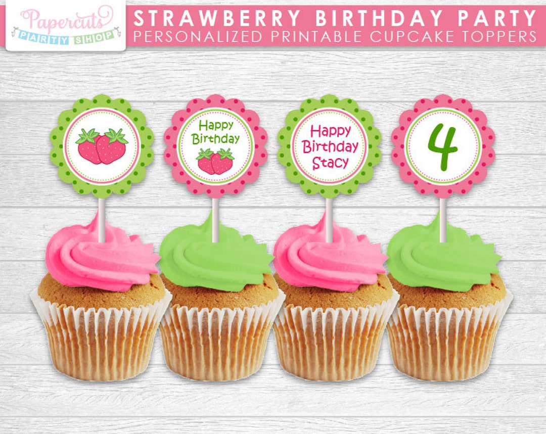 Free Printable Strawberry Shortcake Cupcake Toppers