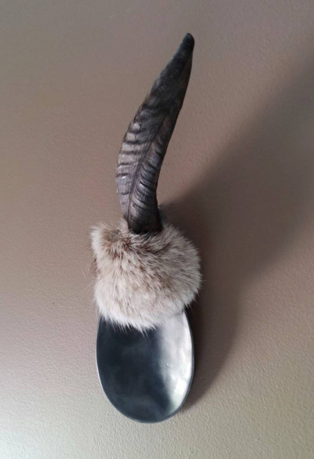 Modern Artifact, Horn/fur/ceramic Scoop, Wall Art Sculpture, Tribal ...