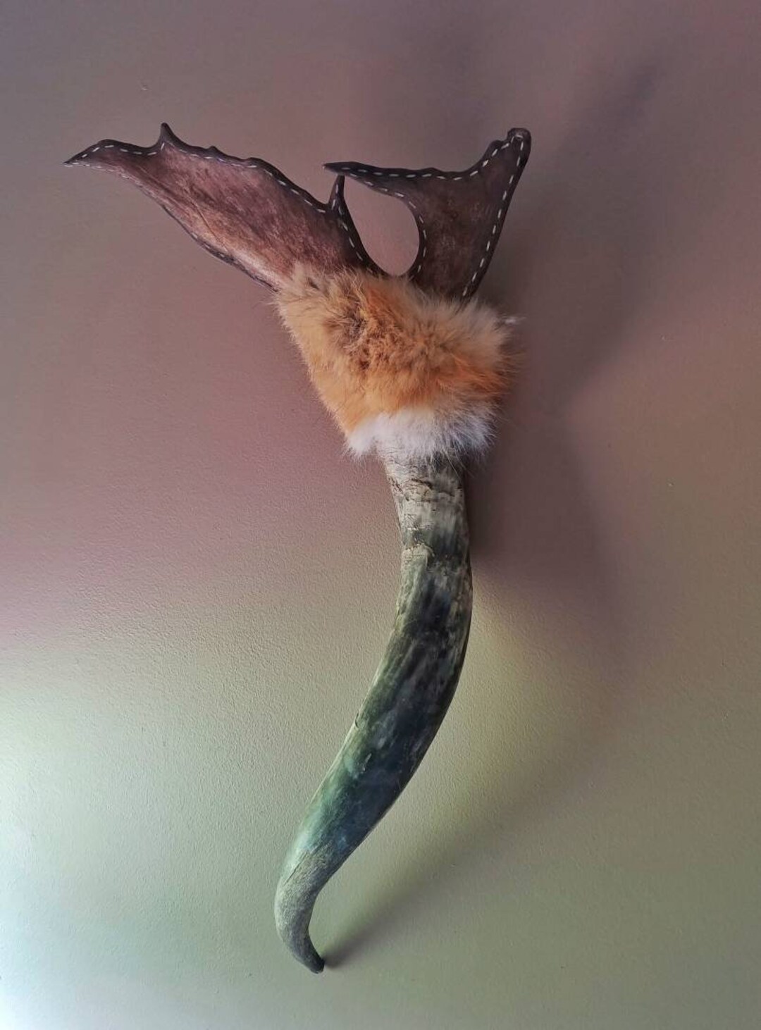 Modern Artifact, Antler/horn/fur Weapon, Wall Art Sculpture, Tribal ...