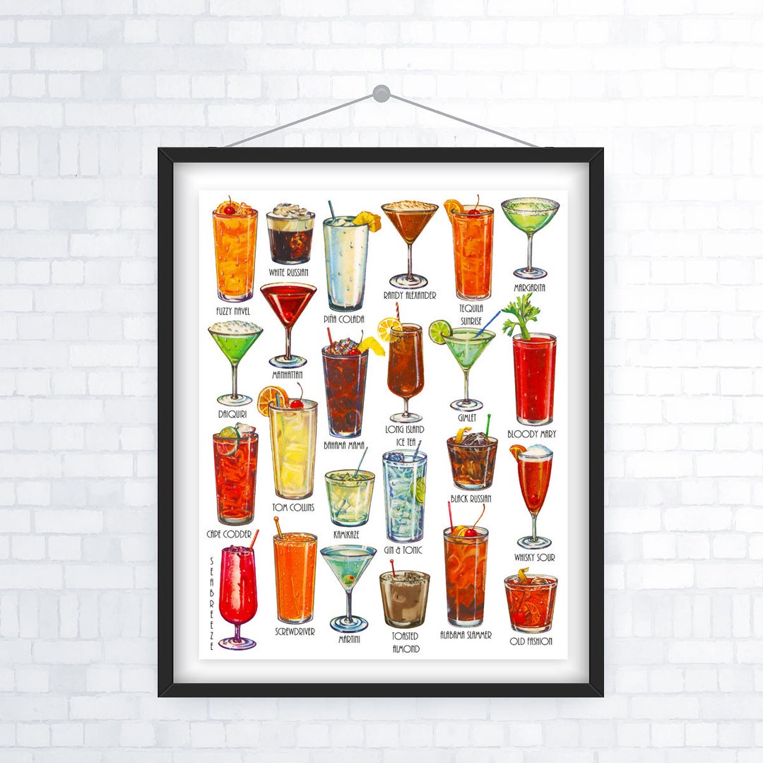 PRINTABLE Cocktails Poster Cocktail Print Classic Cocktail - Etsy