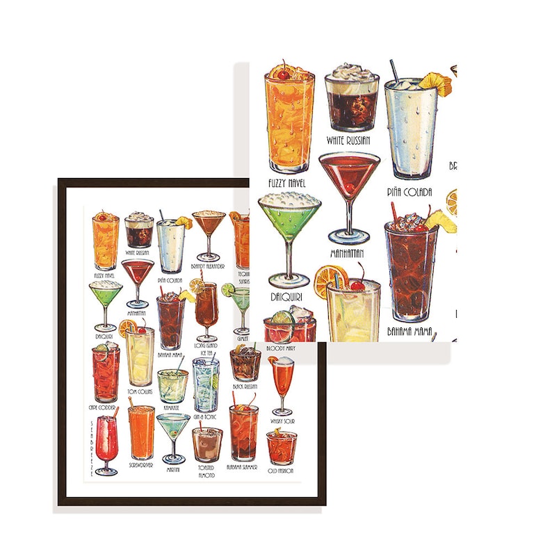 PRINTABLE Cocktails Poster Cocktail Print Classic Cocktail - Etsy