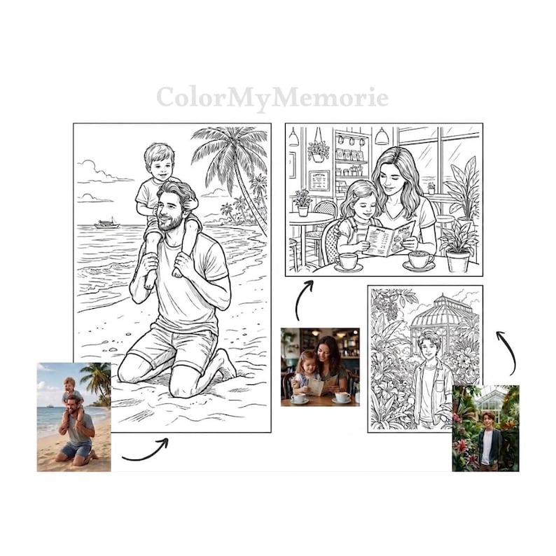 Custom Photo to Coloring Pages, Personalized Printable Coloring Book ...