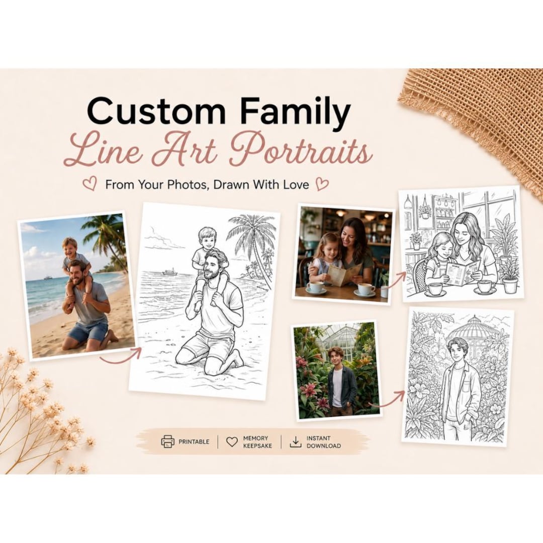Custom Photo to Coloring Pages, Personalized Printable Coloring Book ...