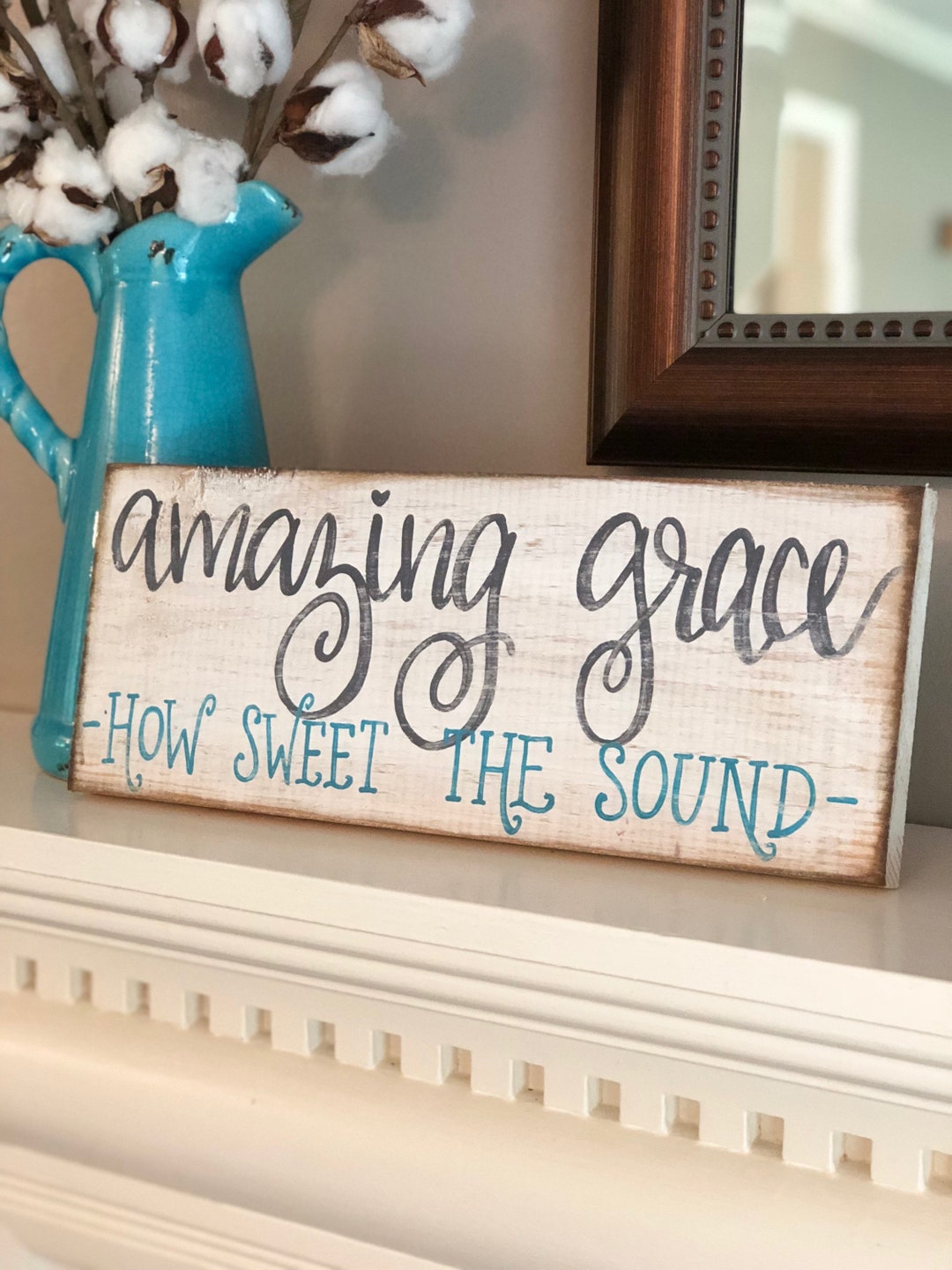 Amazing Grace Sign, Christian Signs, Hymn Signs, Hymn Wall Art ...