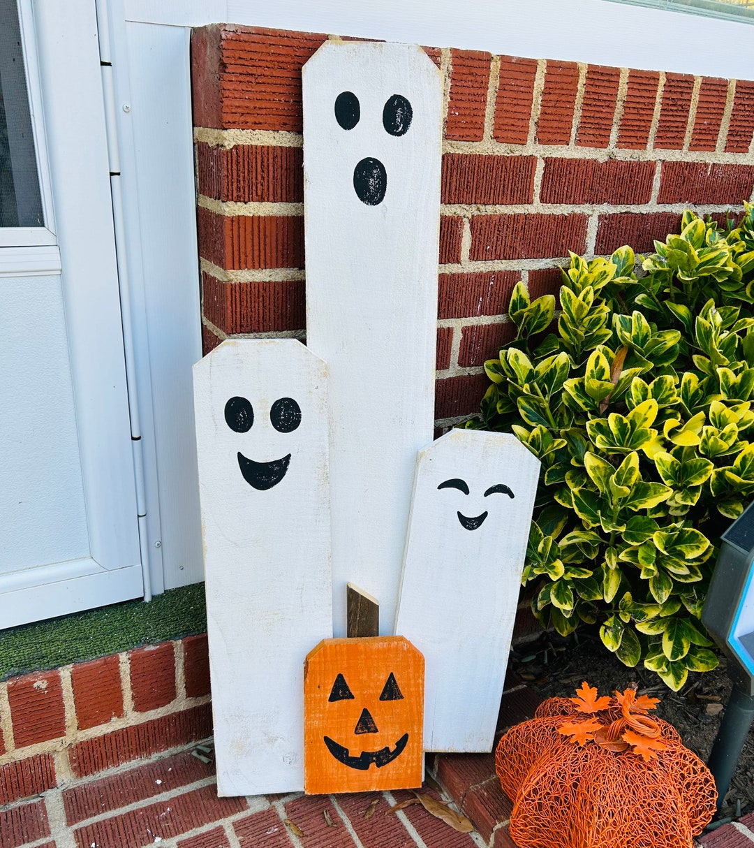 Hand Painted Halloween Ghost Porch Sign: Rustic Wood Decor 34 Inch - Etsy