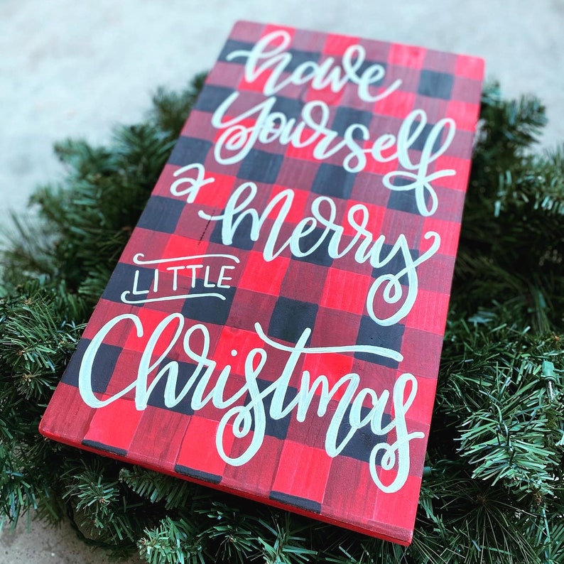 Hand Painted Buffalo Plaid Christmas Sign: Holiday Decor - Etsy