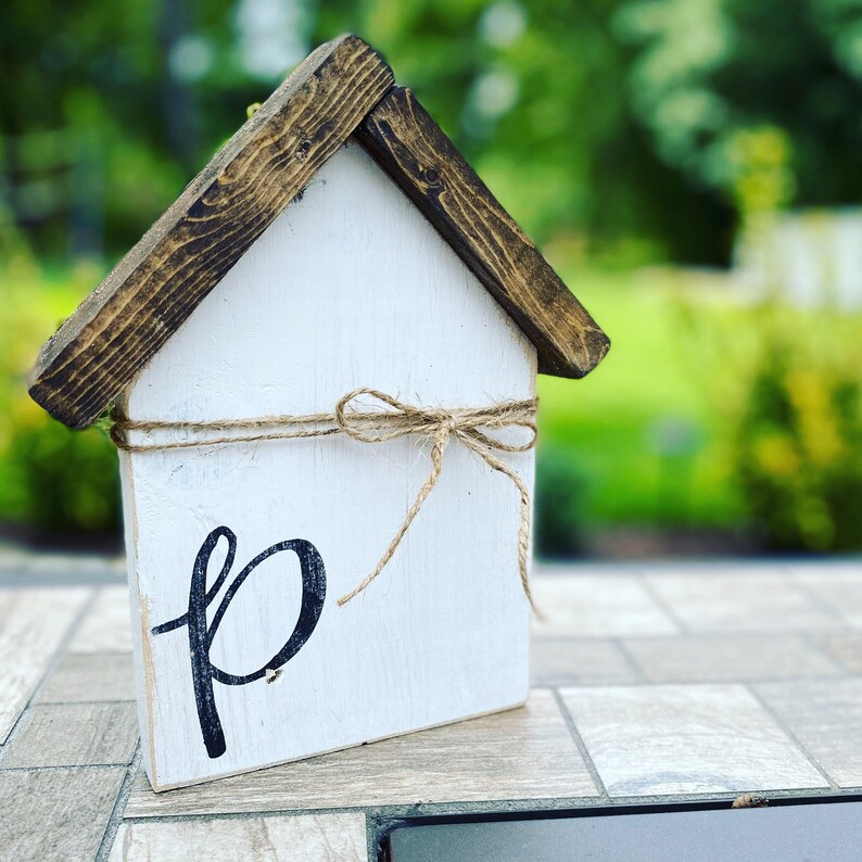 Wood Block House Monogrammed Block House Last Initial Sign | Etsy