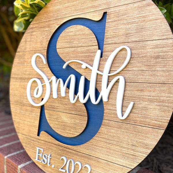 Round Family Name Sign - Etsy