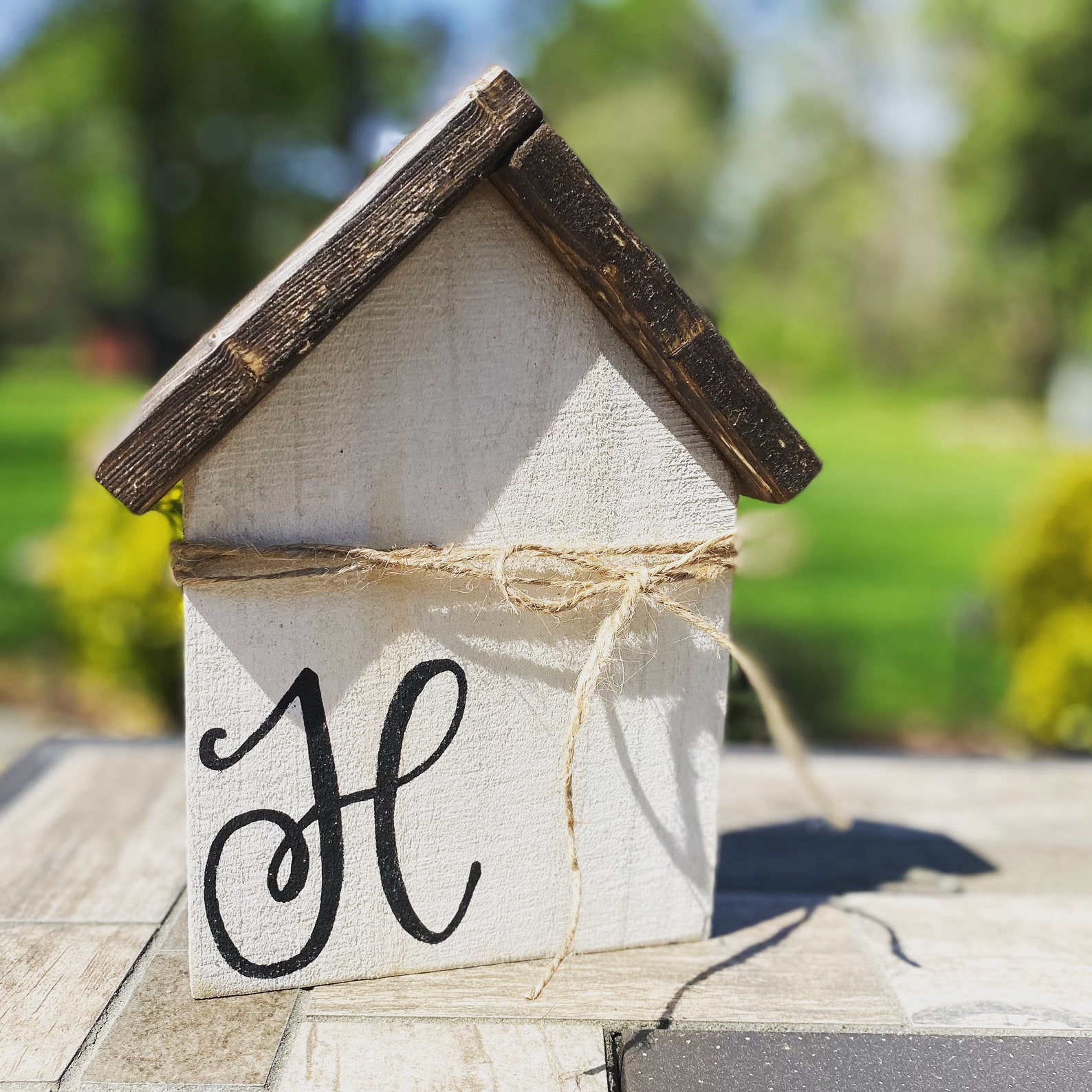 Wood Block House Monogrammed Block House Last Initial Sign | Etsy