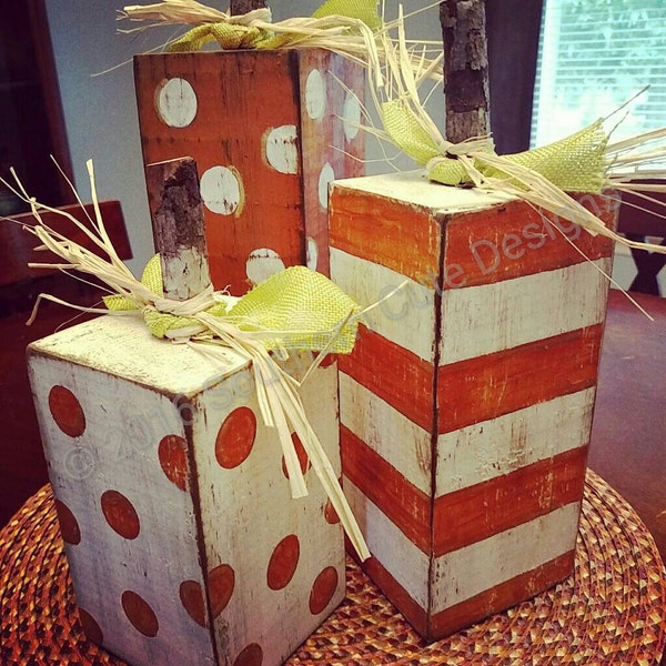 Wood Pumpkin Blocks - Etsy