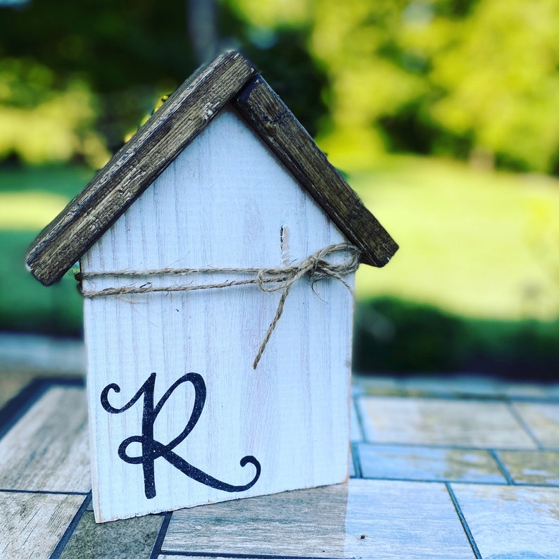 Wood Block House Monogrammed Block House Last Initial Sign | Etsy