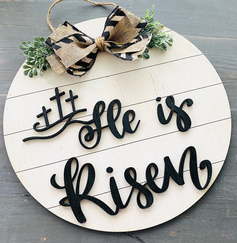 He is Risen Door Hanger Easter Sign Religious Wood Sign | Etsy
