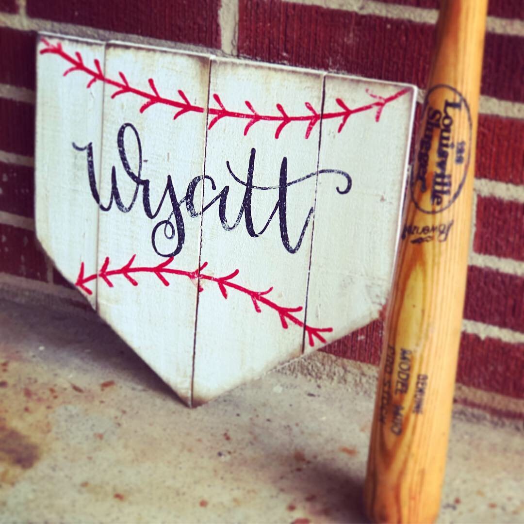 Baseball Sign, Home Plate Sign, Baseball Name Sign, Personalized ...