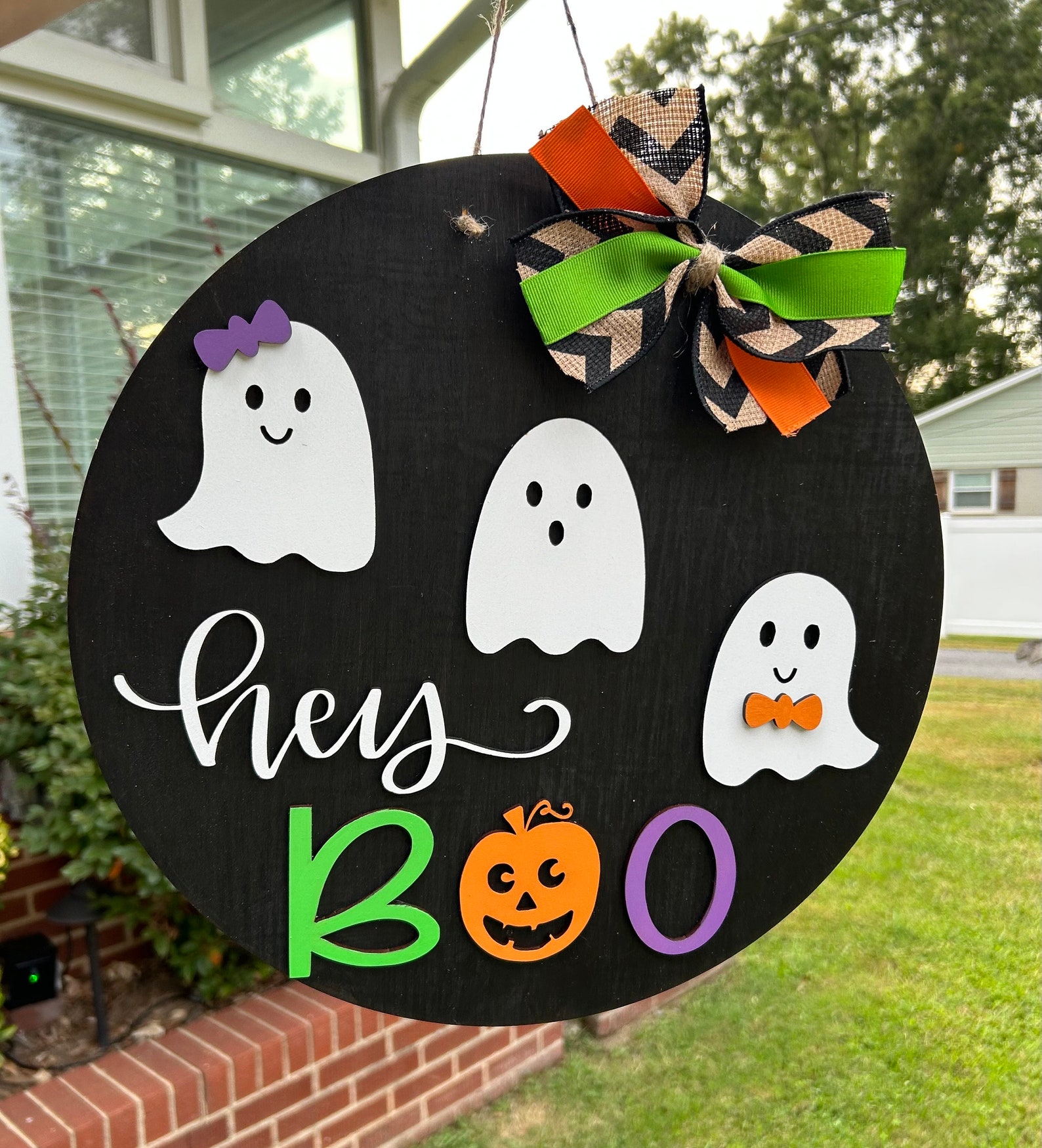 Ghosts Door Hanger, Friendly Ghosts, Cute Ghost Sign, Hey Boo Sign ...