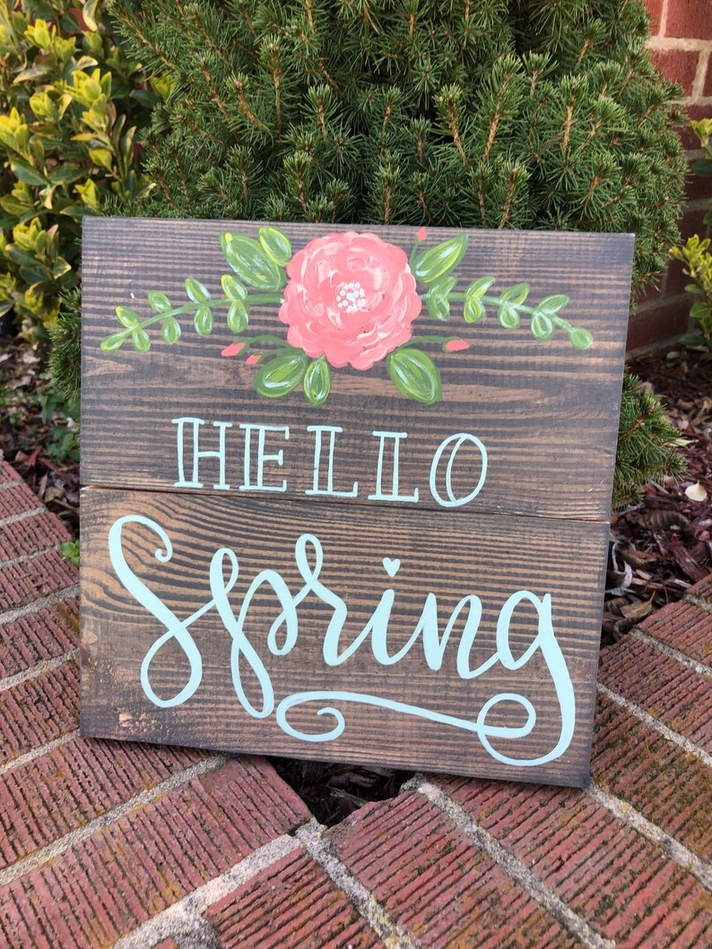 Hello Spring Sign Spring Decor Spring Sign Wood Signs - Etsy