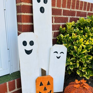 Hand Painted Halloween Ghost Porch Sign: Rustic Wood Decor 34 Inch - Etsy