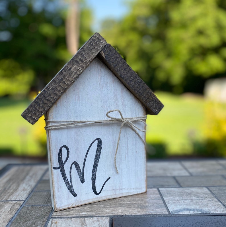 Wood Block House Monogrammed Block House Last Initial Sign | Etsy