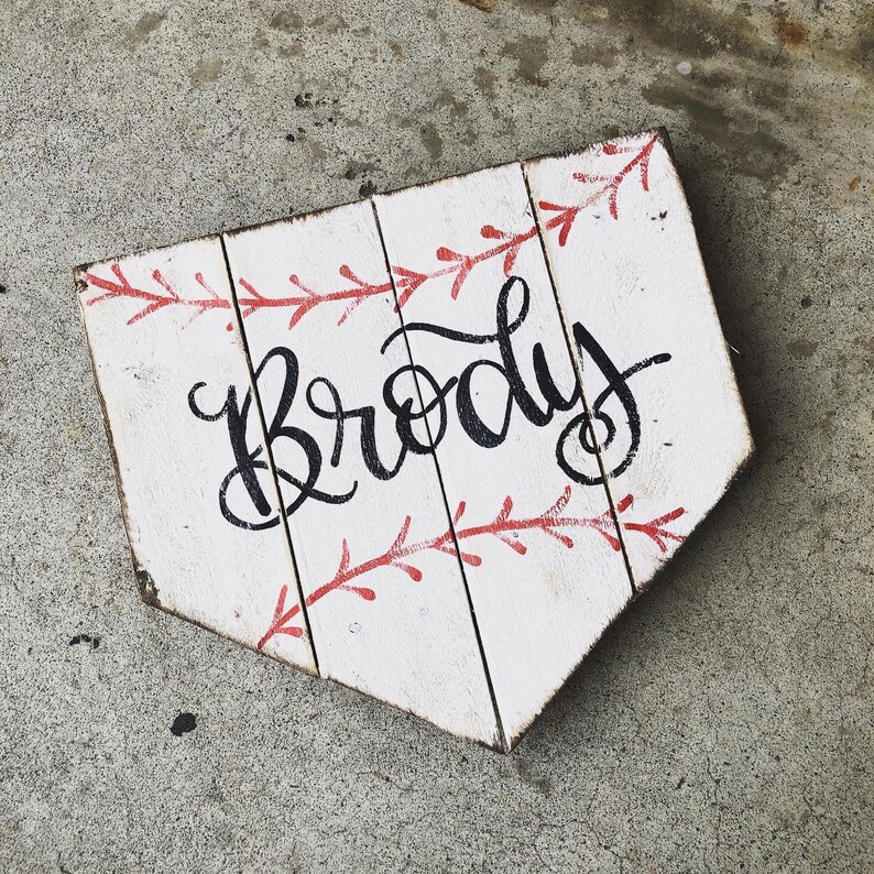 Baseball sign home plate sign baseball name sign | Etsy