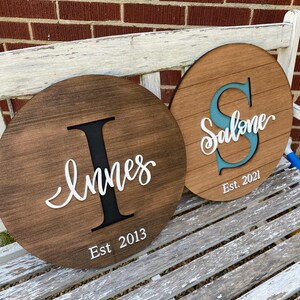 Last Name Sign, Round Initial Sign, Wedding Sign, Wedding Gift ...