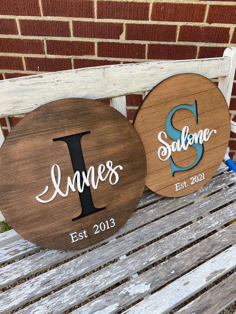Last Name Sign Round Initial Sign Wedding Sign Wedding - Etsy