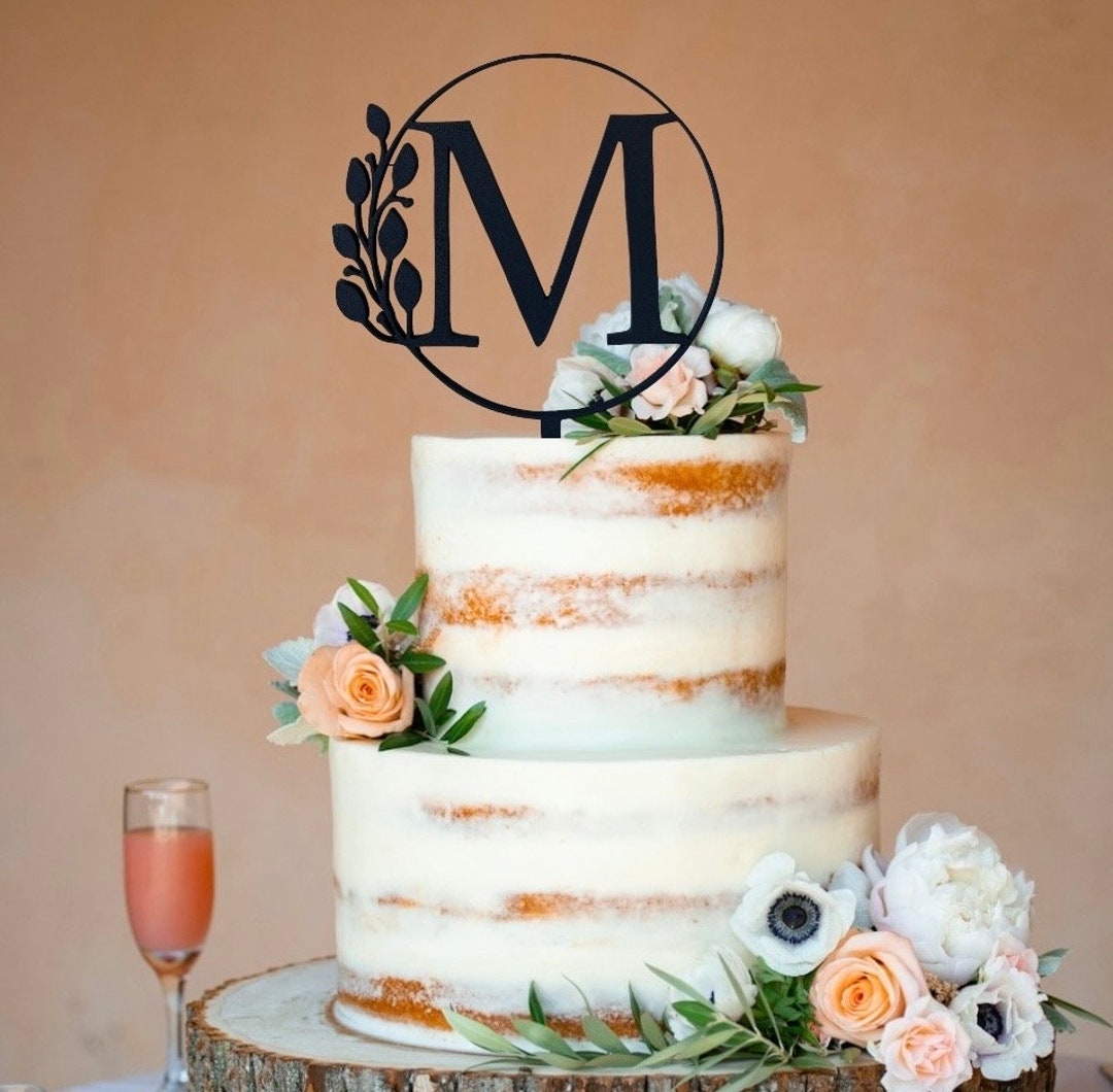 Monogram Cake Topper, Wedding Cake Topper, Wood Cake Topper, Initial ...