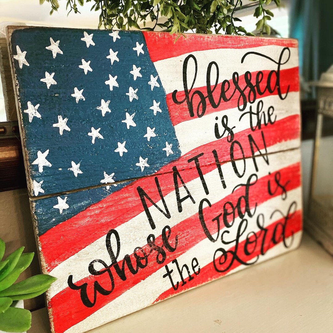 Handmade American Flag Wood Sign: Patriotic Decor Custom Size - Etsy