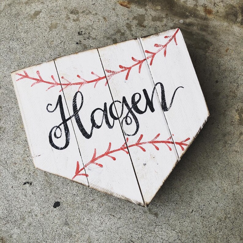 Baseball sign home plate sign baseball name sign | Etsy