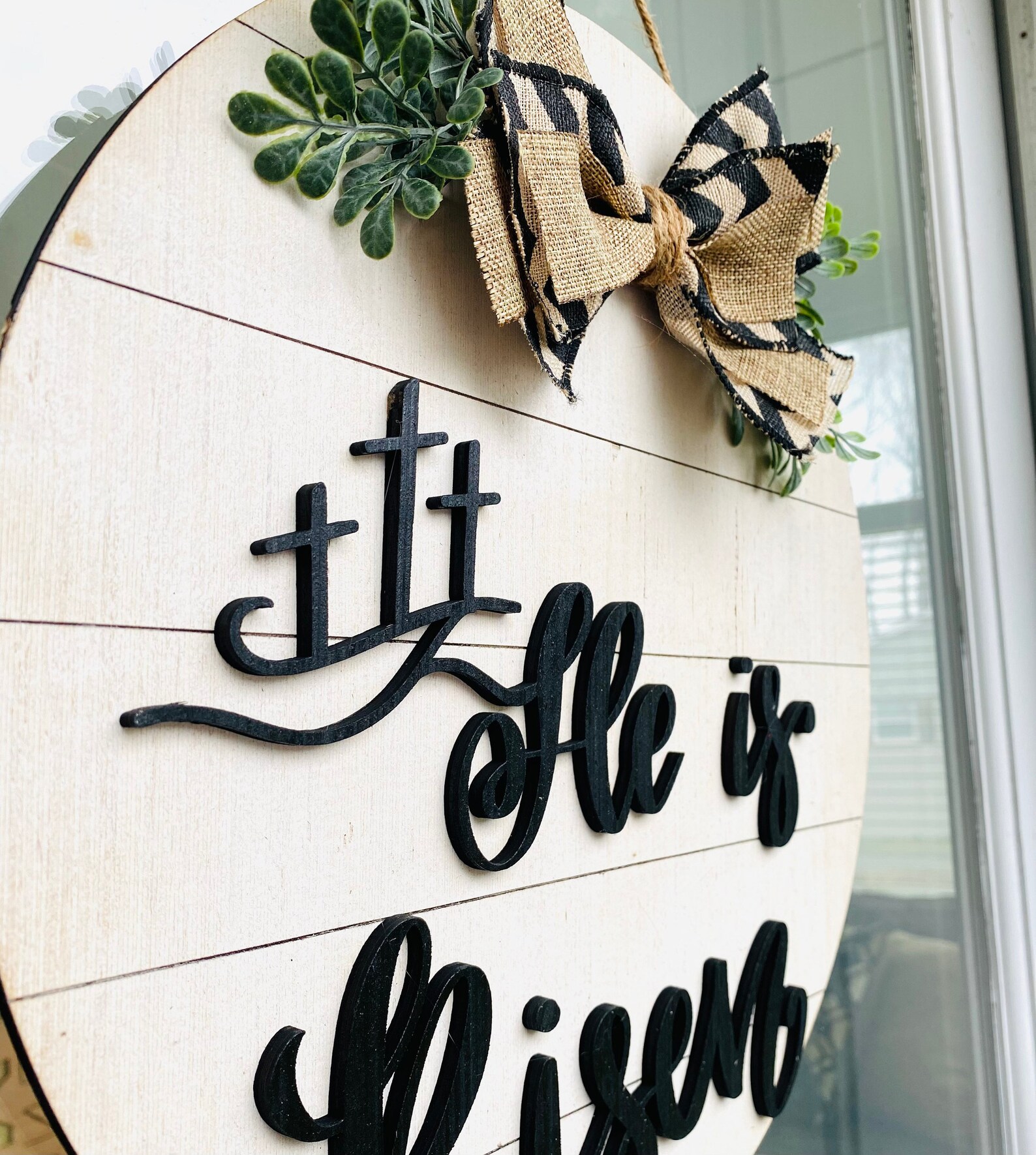 He is Risen Door Hanger Easter Sign Religious Wood Sign - Etsy