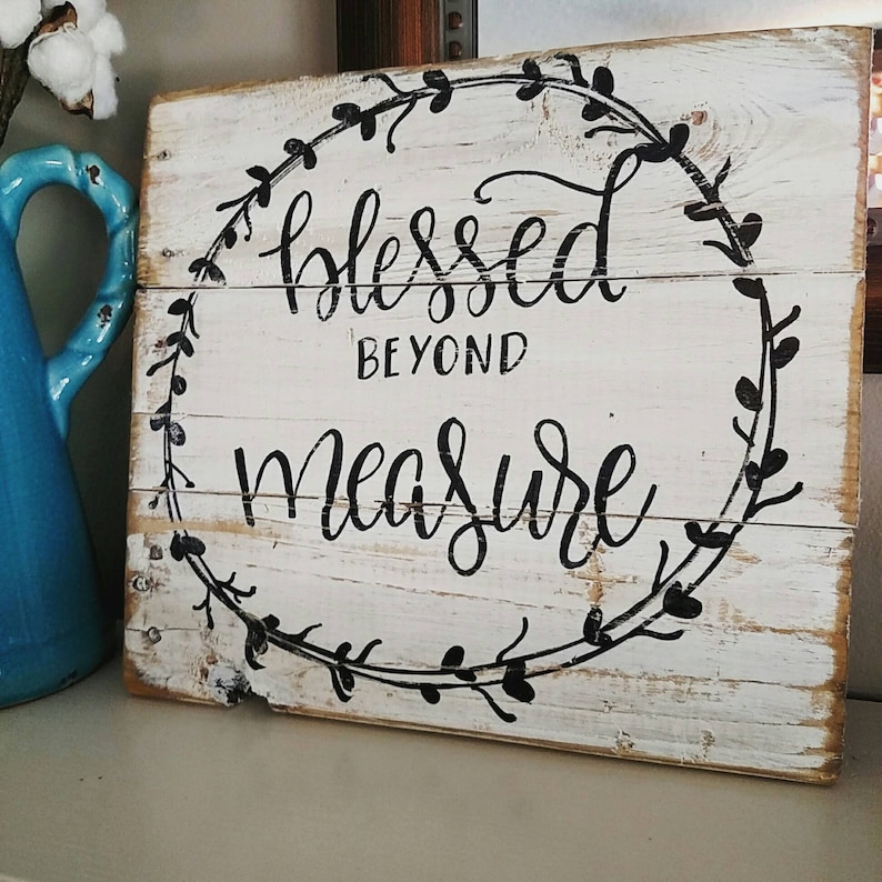 Blessed beyond measure wood sign wood signs sayings | Etsy