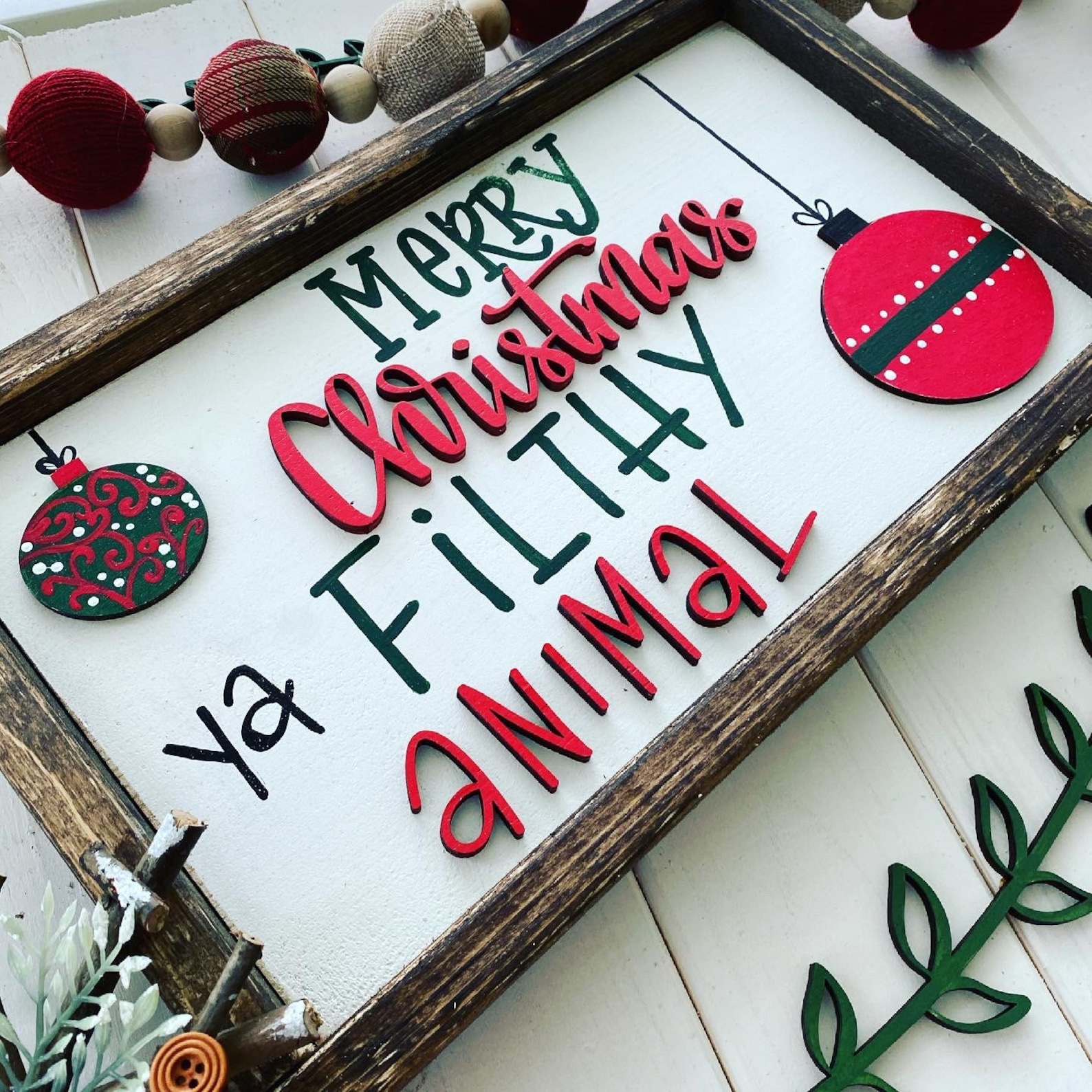 Merry Christmas ya filthy animal wood signs Christmas signs | Etsy