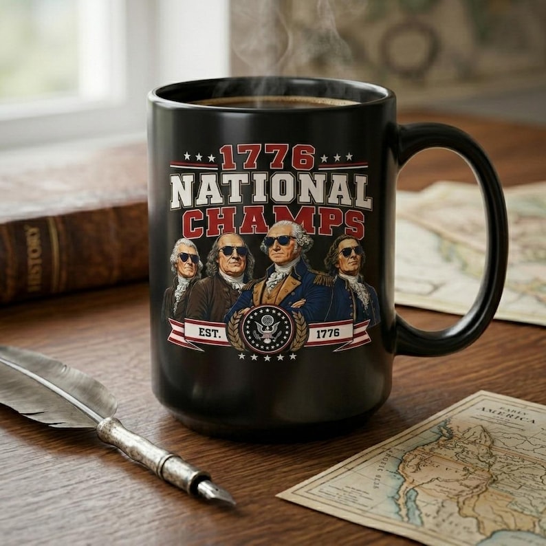 Funny Founding Fathers America 250th Anniversary Tee Mug, 1776 ...