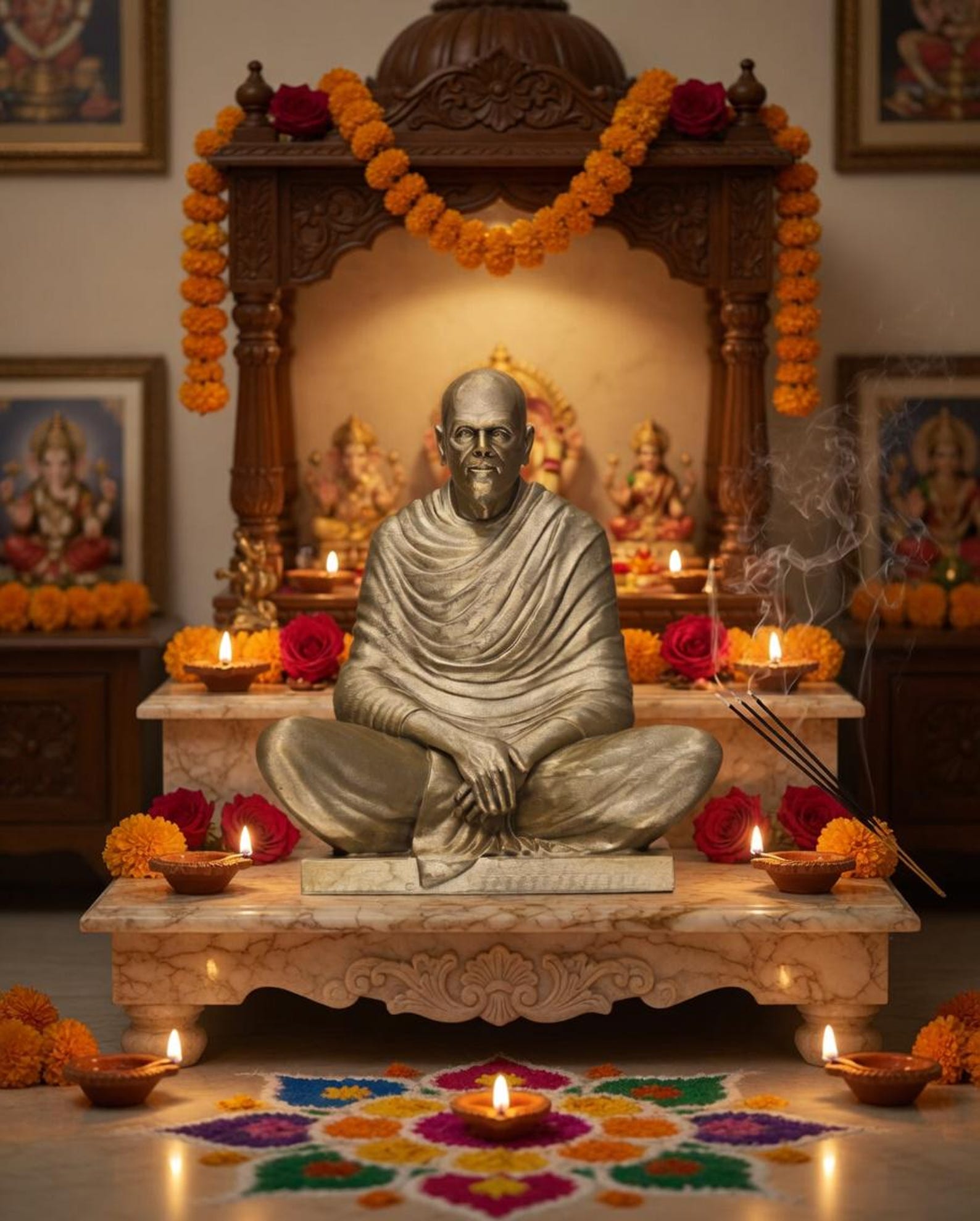 Sree Narayana Guru Devan Statue – Gold Plated Hindu Altar & Meditation ...