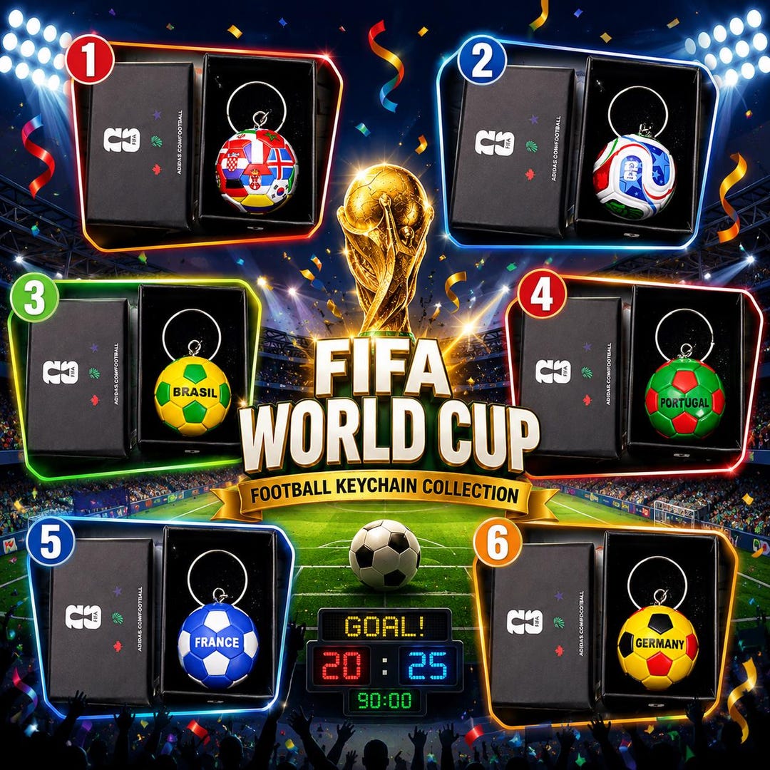 World Cup Soccer Ball Keychain, International Flags Football Fan Gift ...