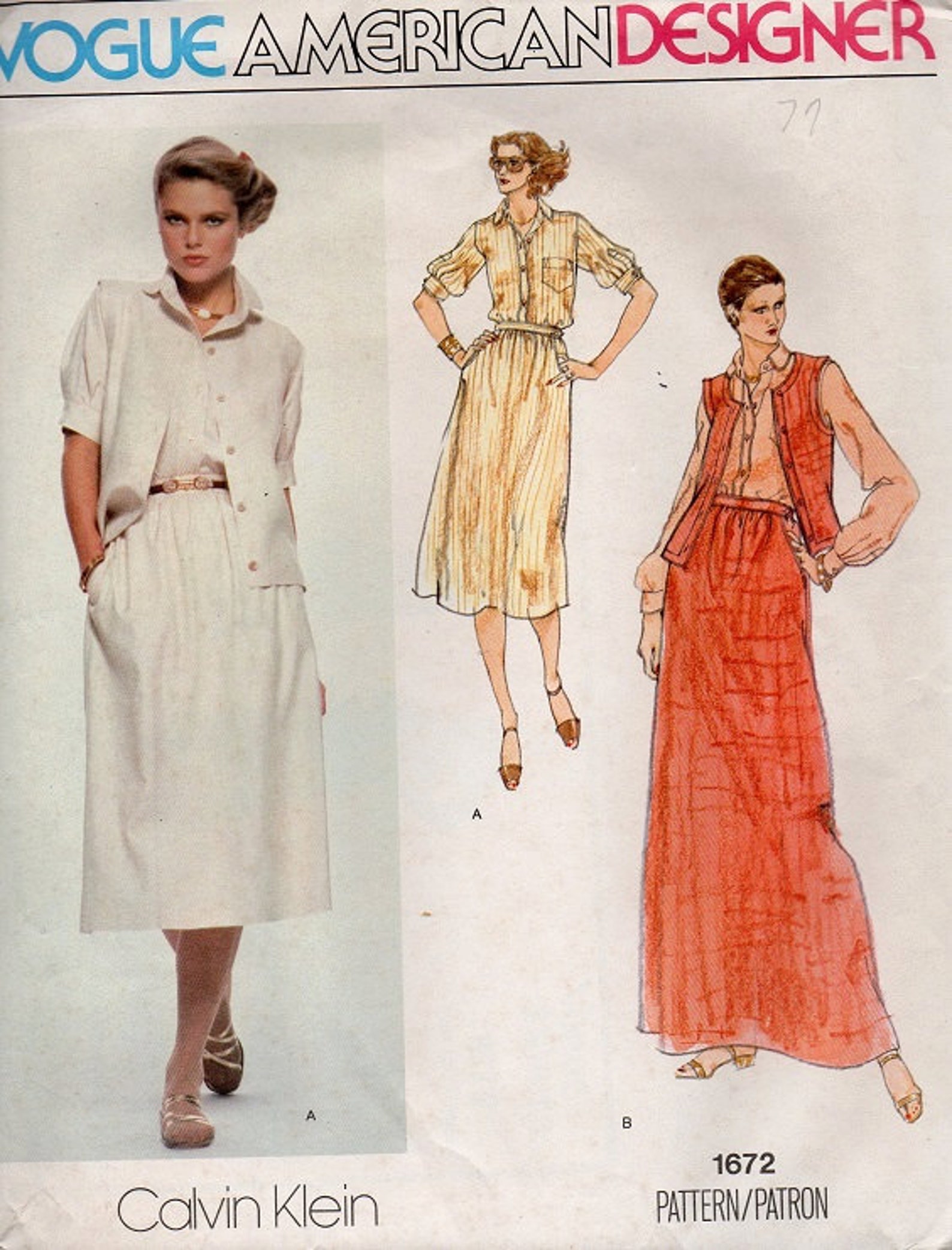 Vogue American Designer Calvin Klein 80s Sewing Pattern Shirt Vest ...