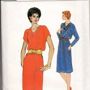 Vogue 8225 Sewing Pattern Retro 80s Pullover A-line Dress Draped Cowl ...